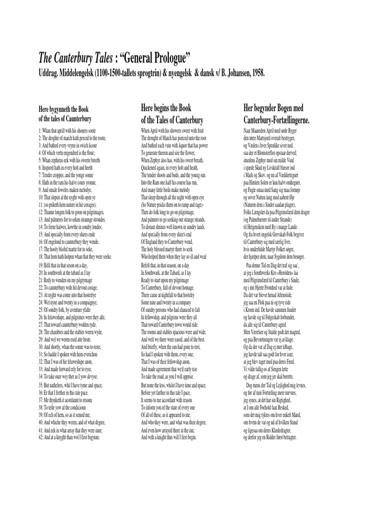 Chaucer, Canterbury Tales, General Prologue | PDF