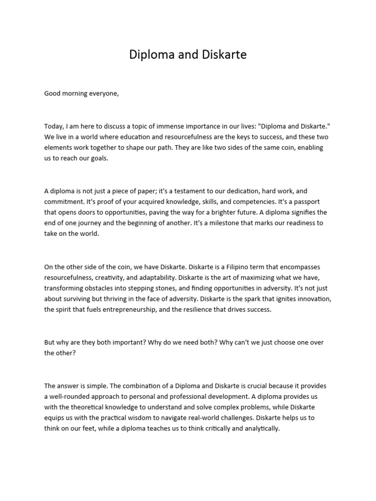 Diploma and Diskarte | PDF | Knowledge | Cognition