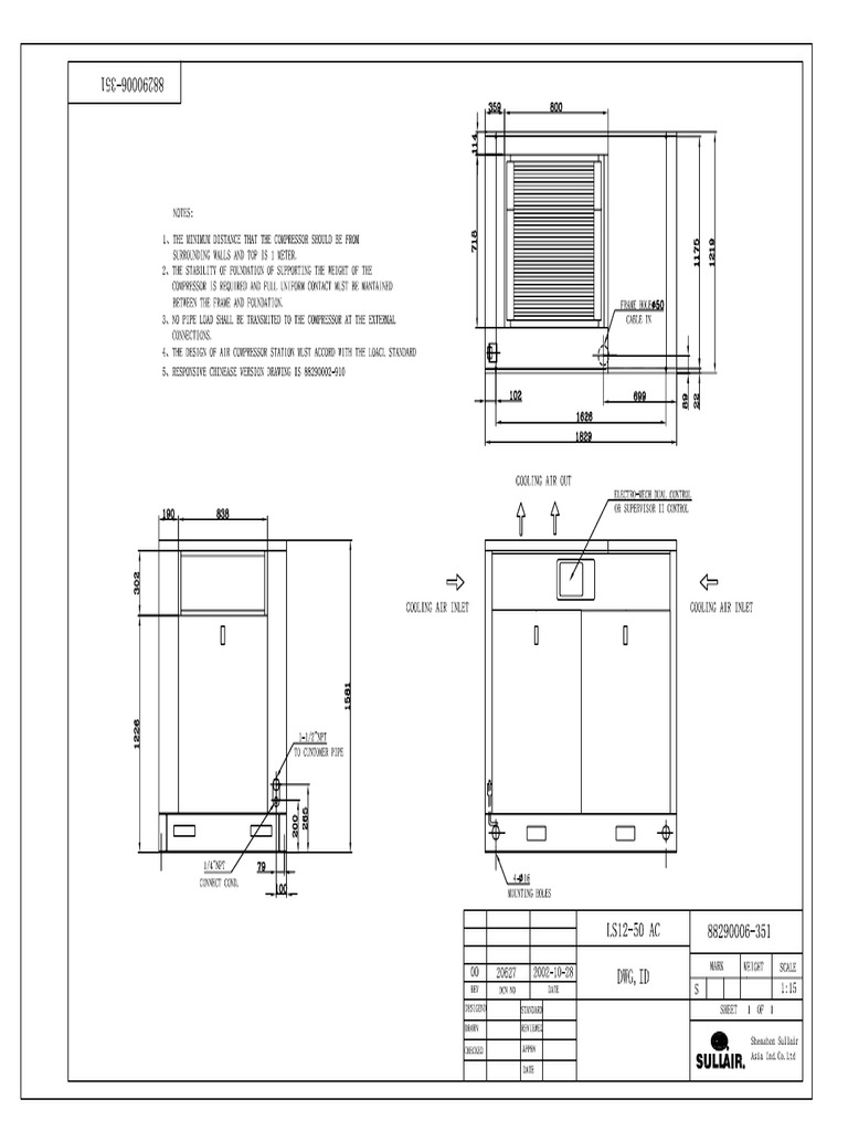 750HP AIR COMPRESSORS ELECTRICAL DRAWINGS LS12-50HHAC DRAWING | PDF