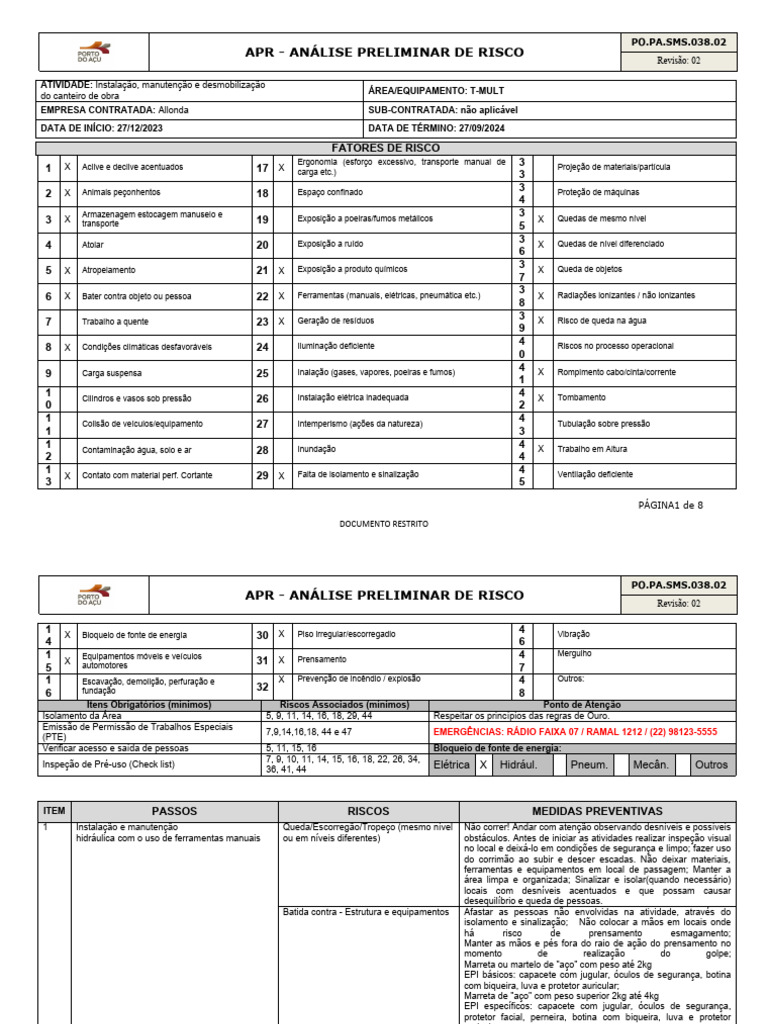 1 - PO - PA.SMS.038.02 - APR.v02 Instalação Manutenção e Desmobilização ...