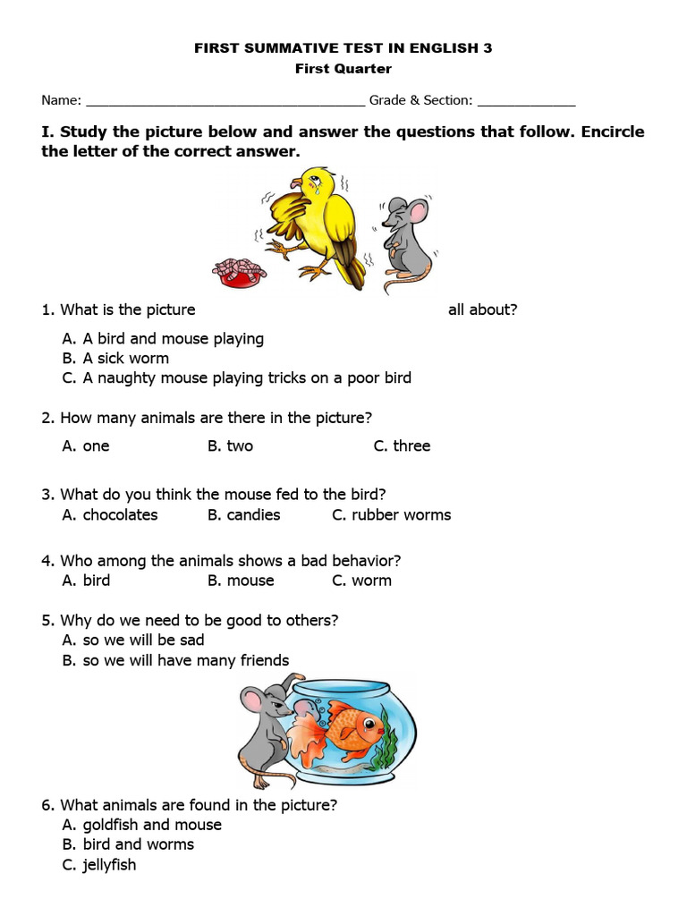 First Summative Test in English 3, Quarter 1 | PDF