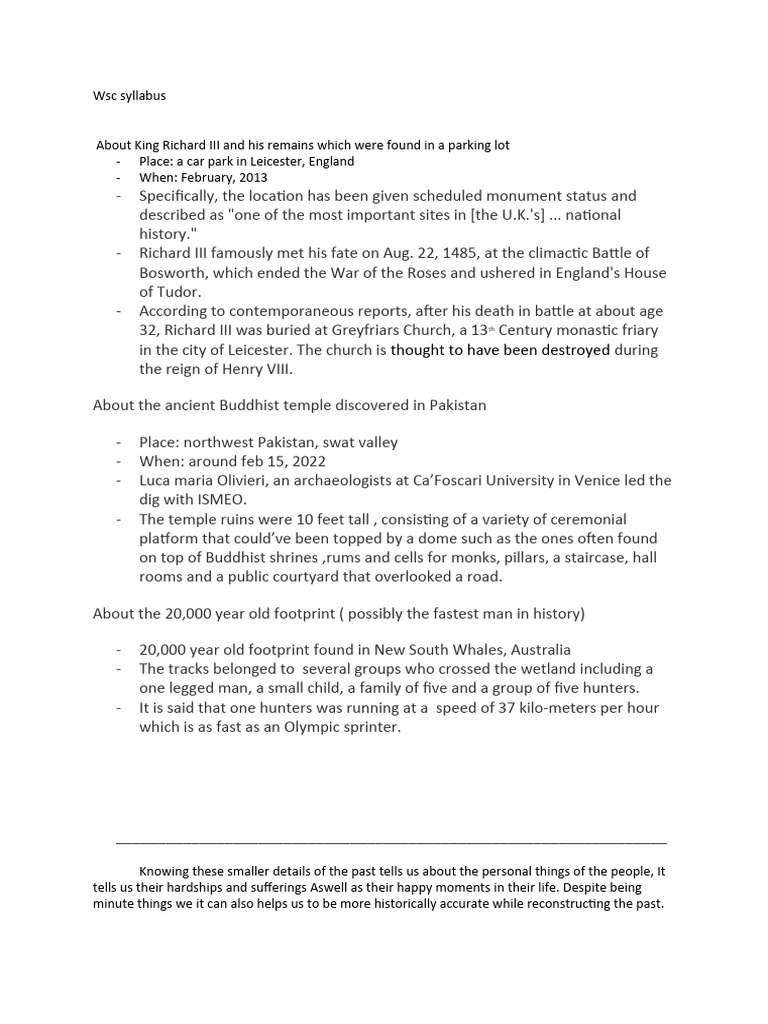 WSC Syllabus My Part | PDF