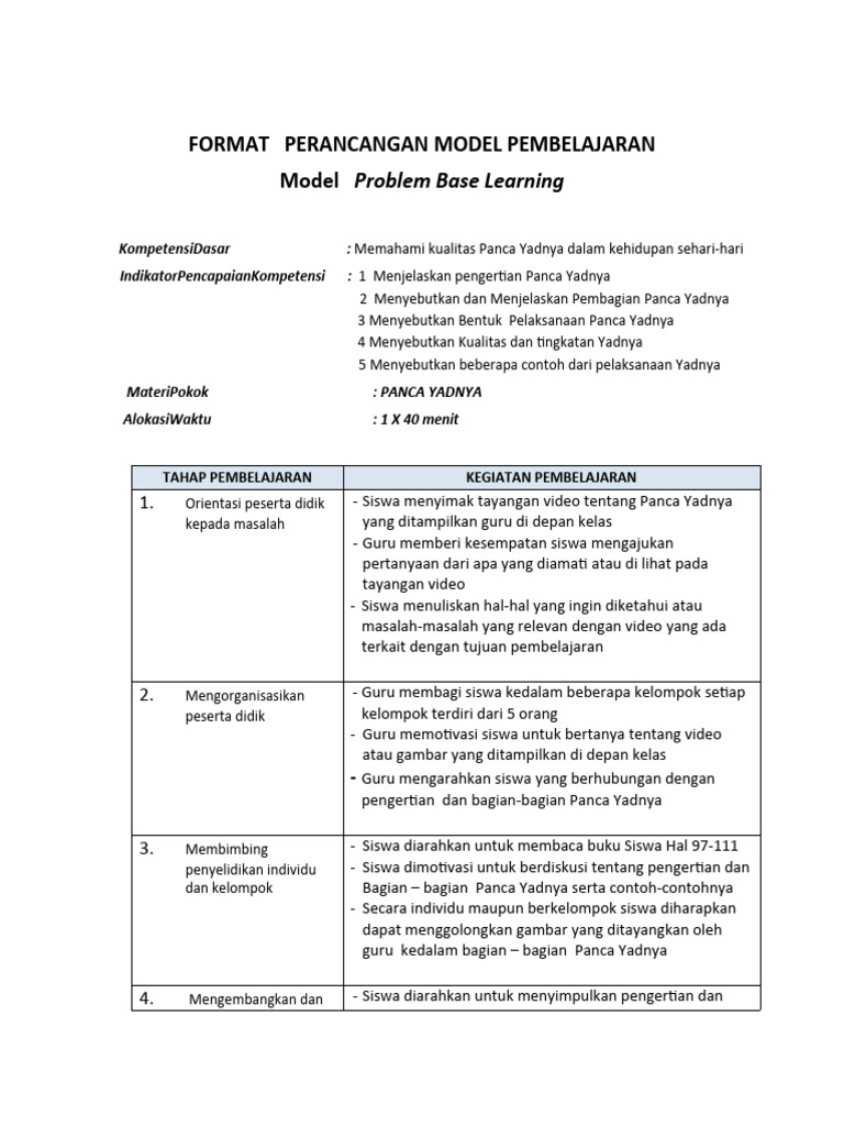 contoh model problem based learning | PDF