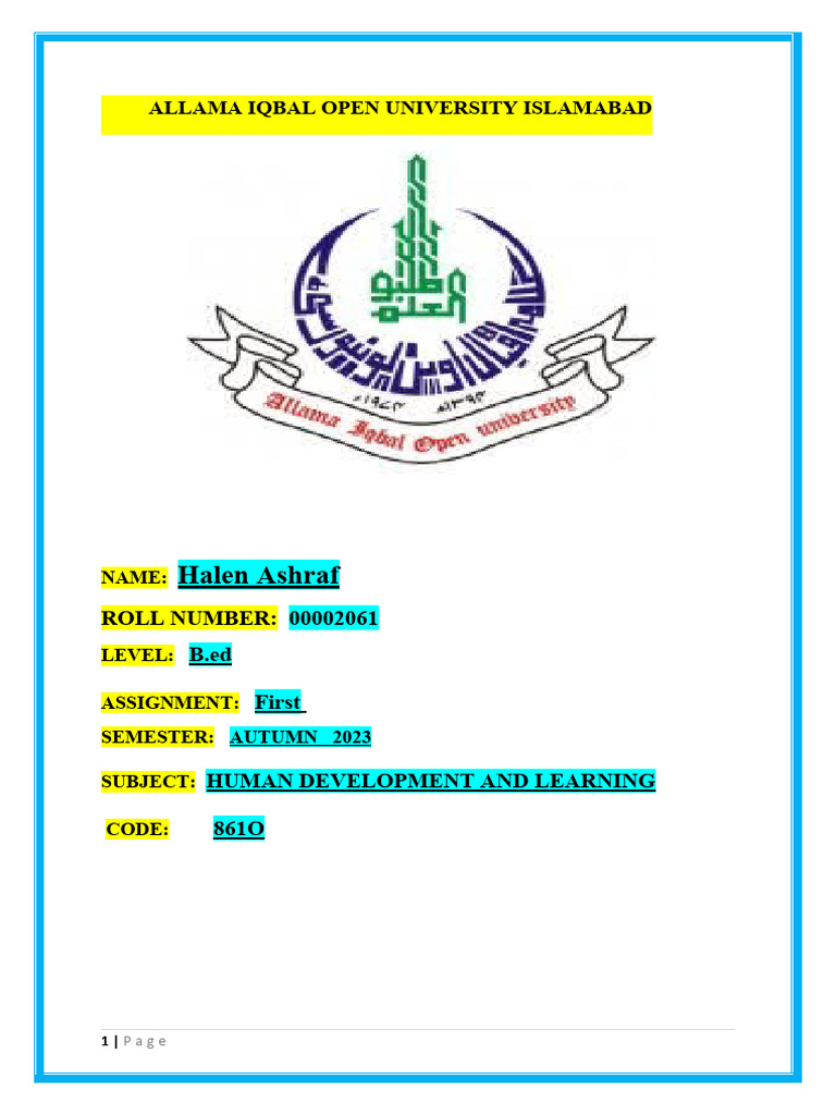 Final ASSIGNMENT 8610-1 2023 | PDF | Wellness