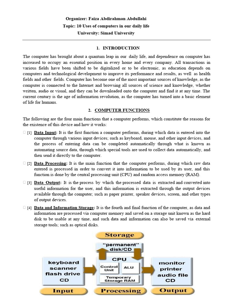 10 Uses of Computers | PDF | Computer Data Storage | Central Processing Unit