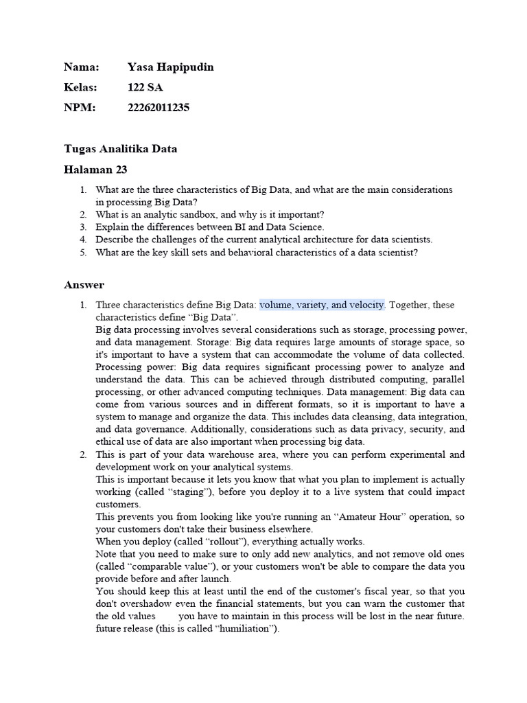 Tugas Analitika Data (Yasa Hapipudin) | PDF | Big Data | Business Intelligence