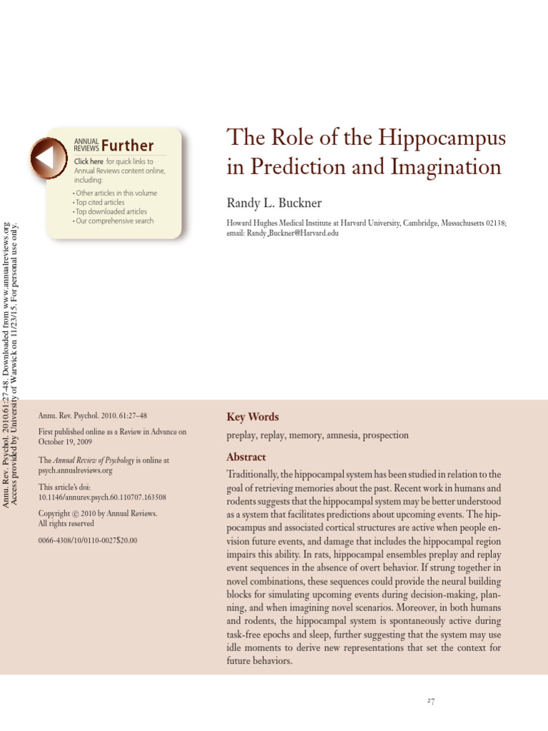The Roles of Hippocampus | PDF | Hippocampus | Memory