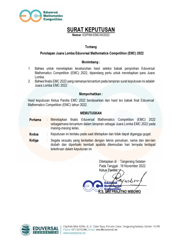 Juara dan Honorable Mention EMC 2022 | PDF