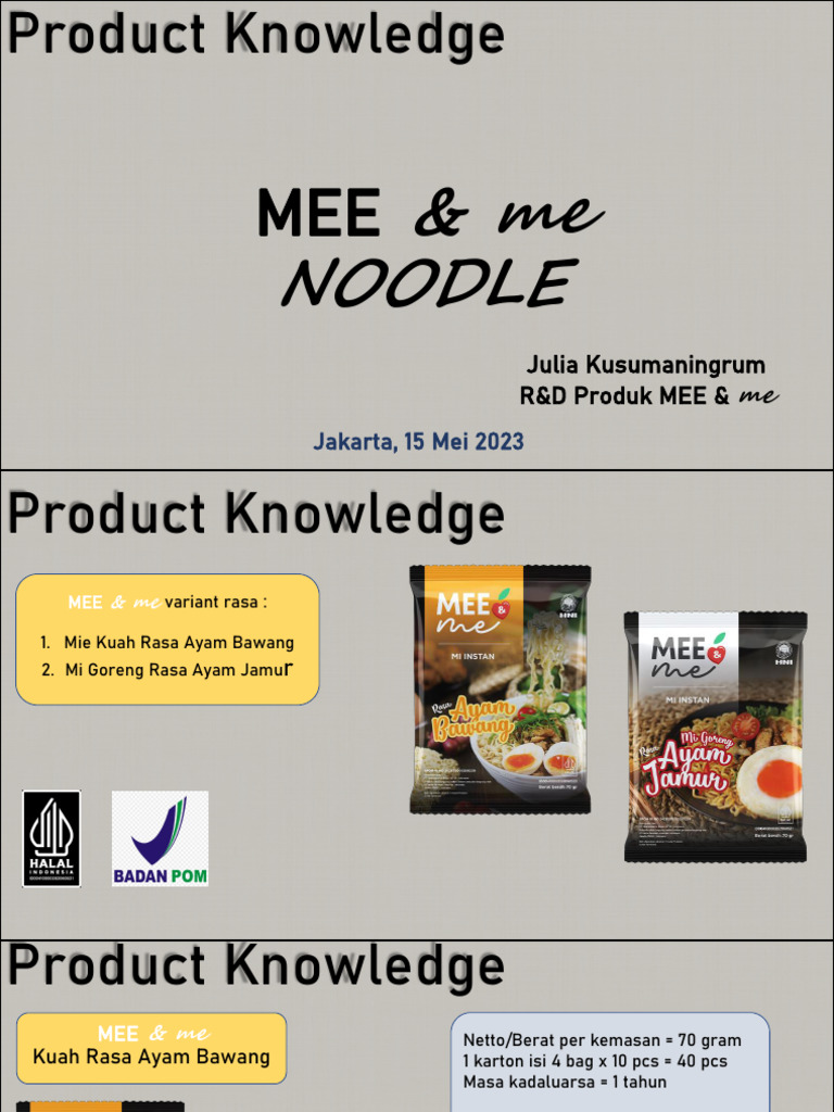 Product Knowledge Mee & Me Presentasi 110523 | PDF