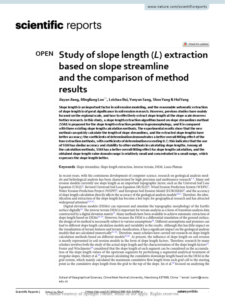 Study of Slope Length L Extraction Based On Slope | PDF | Scatter Plot ...