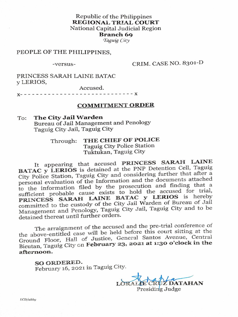 3 Commitment Orders PP Vs Princess Batac | PDF | Detention (Imprisonment) | Arrest