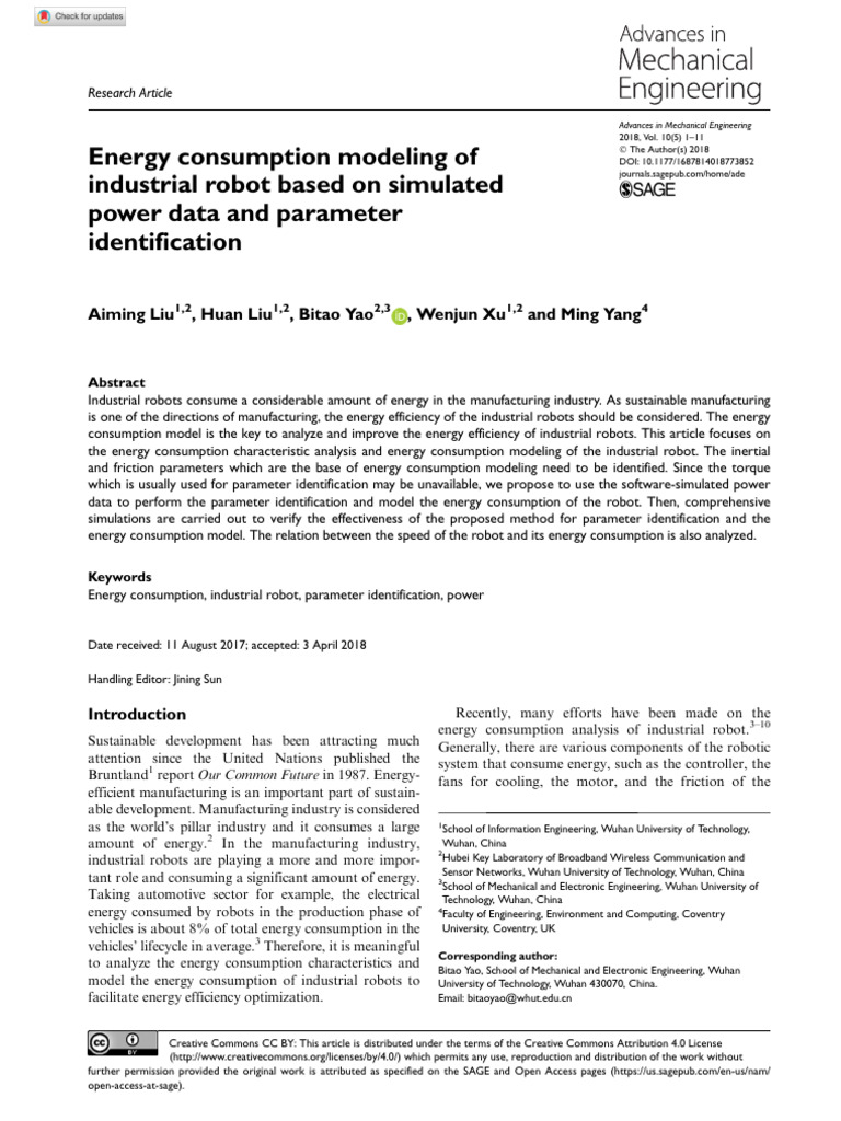 Energy Consumption Modeling of Industrial Robot Ba | PDF | Electric Motor | Efficient Energy Use
