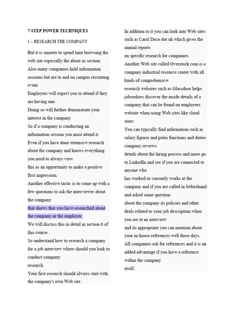 INTERVIEW TECHNIQUES | PDF | Job Interview | Employment