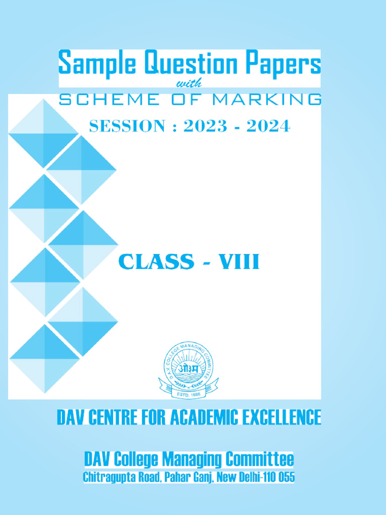 DAV Class 8 Sample Question Papers 2023-24 | PDF | Teachers | Multiple ...