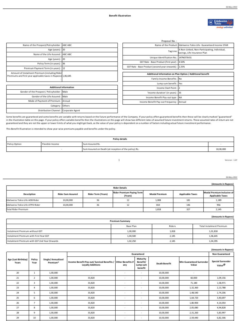 ABC ABC Guaranteed Income STAR | PDF | Insurance | Life Insurance