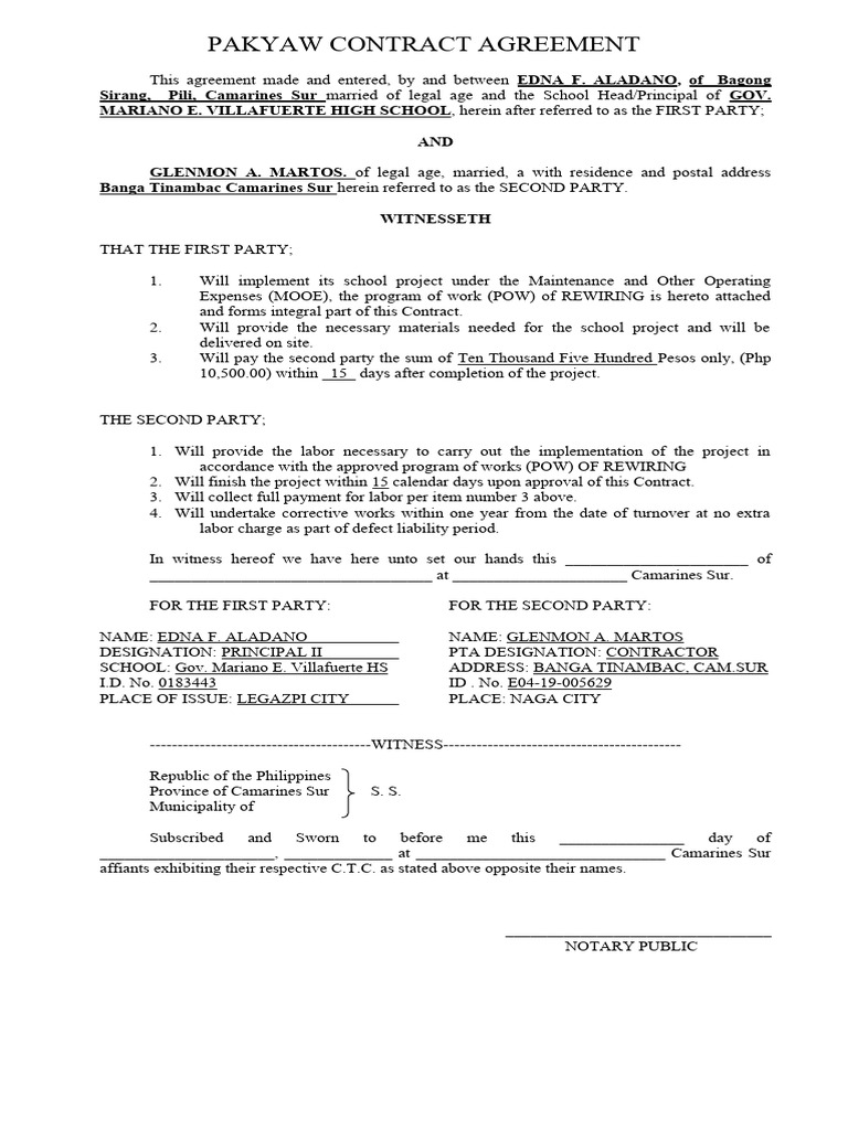 Pakyaw Contract Agreement 2021 1 | Download Free PDF | Business Law