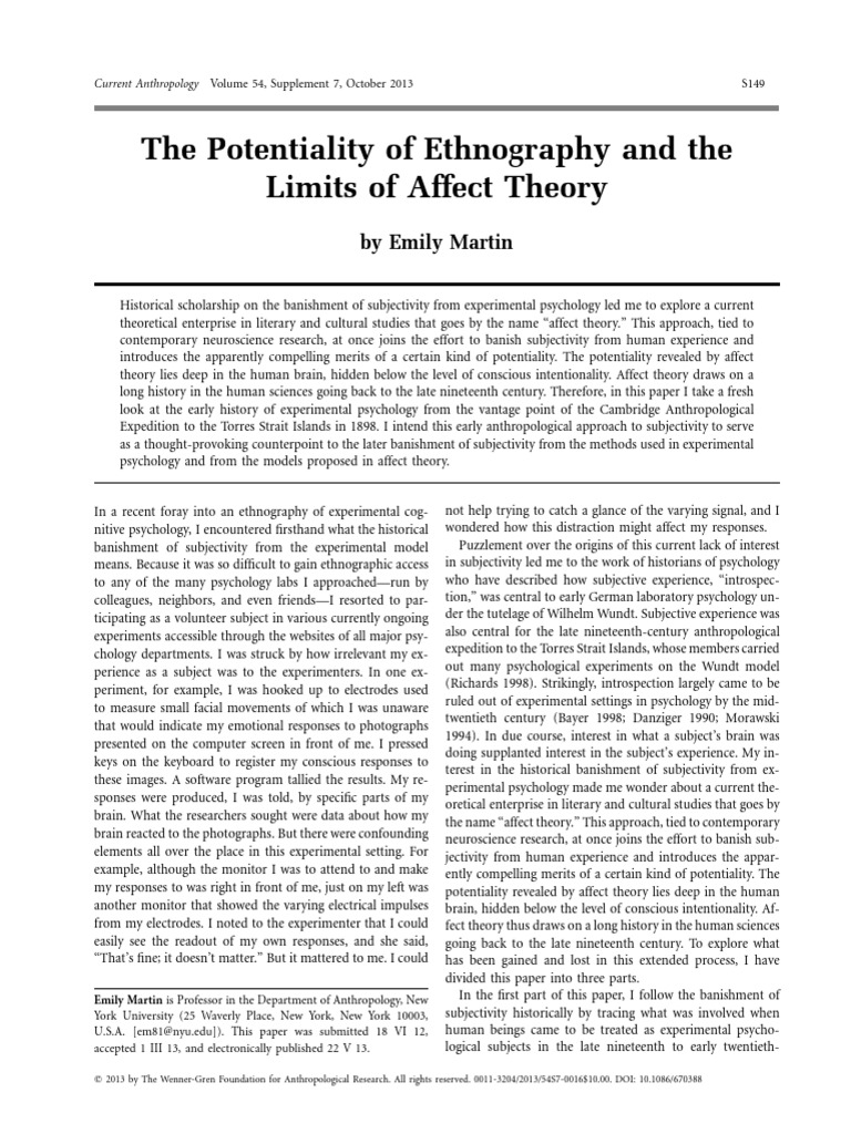 The Potentiality of Ethnography | PDF | Psychology | Perception