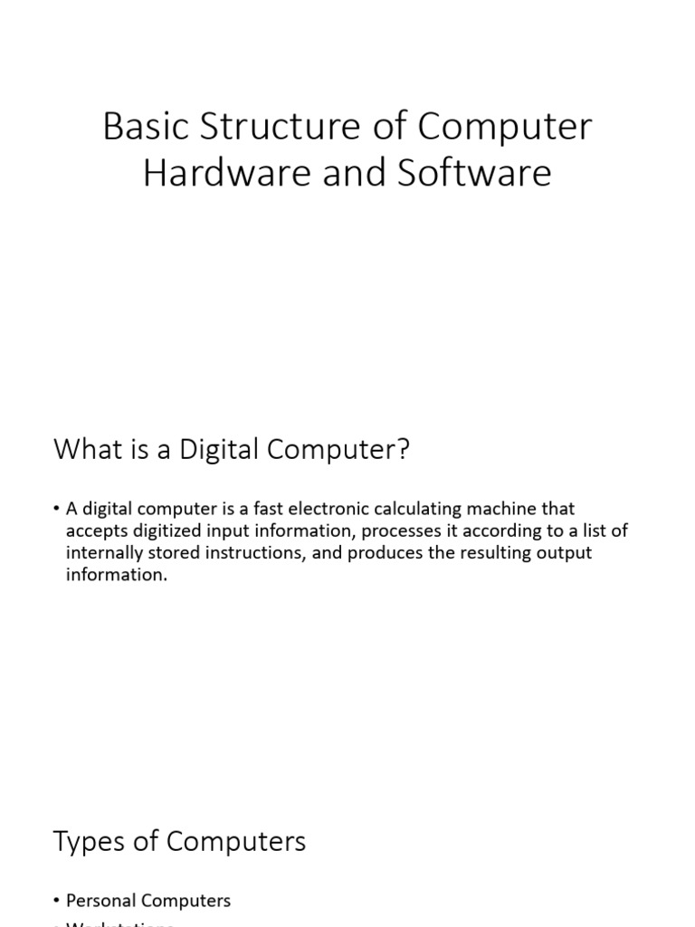 Basic Structure of Computer Hardware and Software | PDF | Computer Data Storage | Input/Output