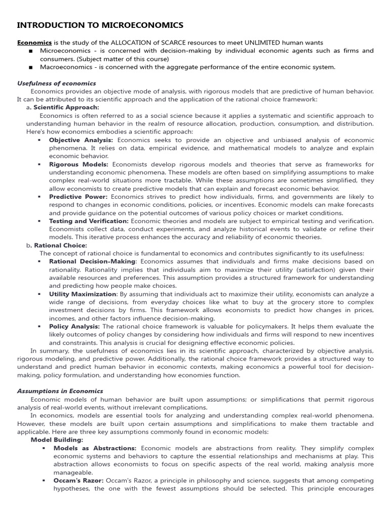 INTRODUCTION TO MICROECONOMICS | PDF | Economics | Economies