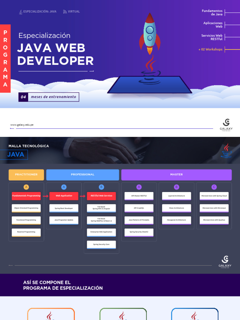 Temario - Programa Java Web | PDF | Java (lenguaje de programación) | Vuelo salvaje