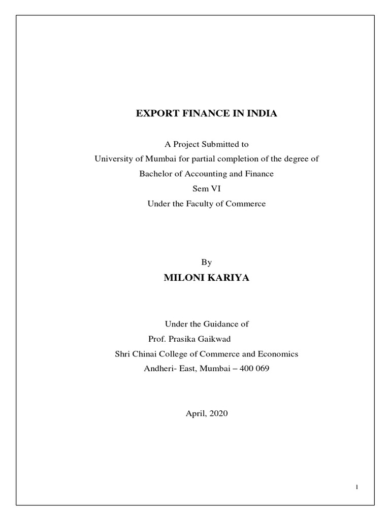 Final Milo Export Finance | PDF | Letter Of Credit | Factoring (Finance)