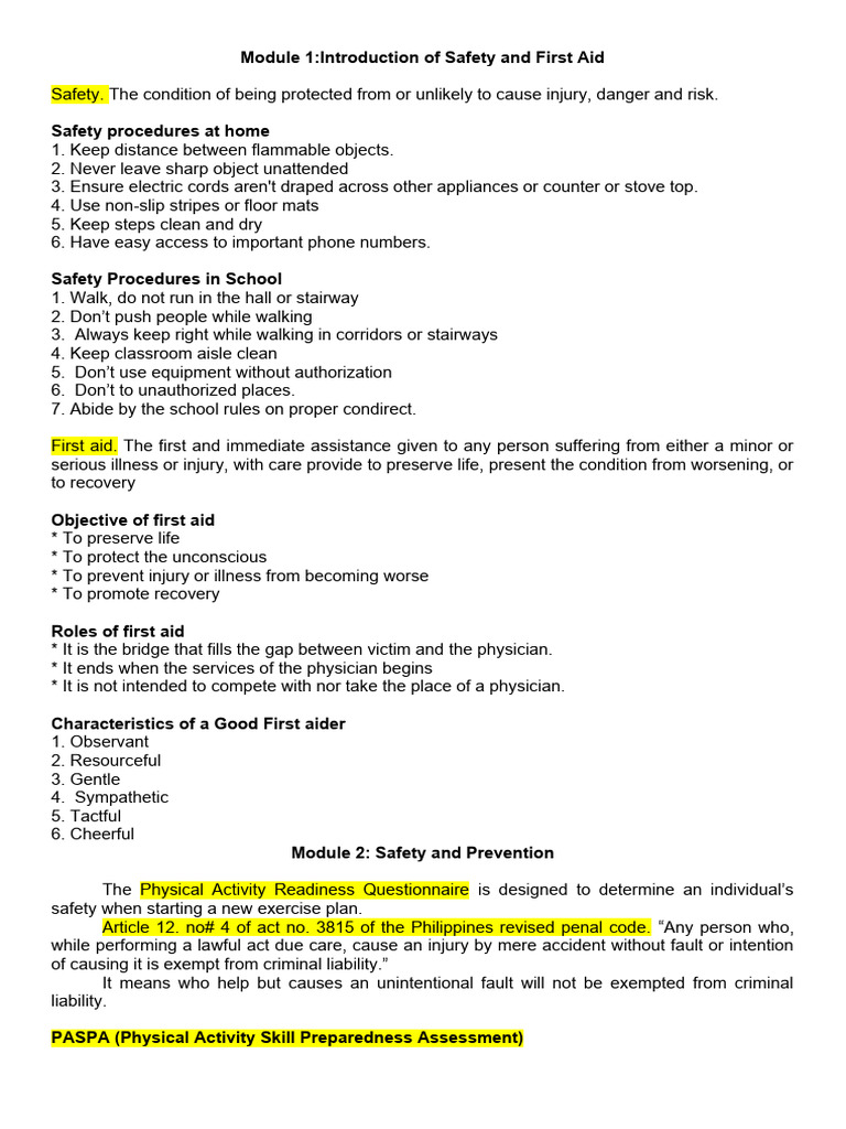 Safety and First Aid Reviewer | PDF | Muscle | First Aid