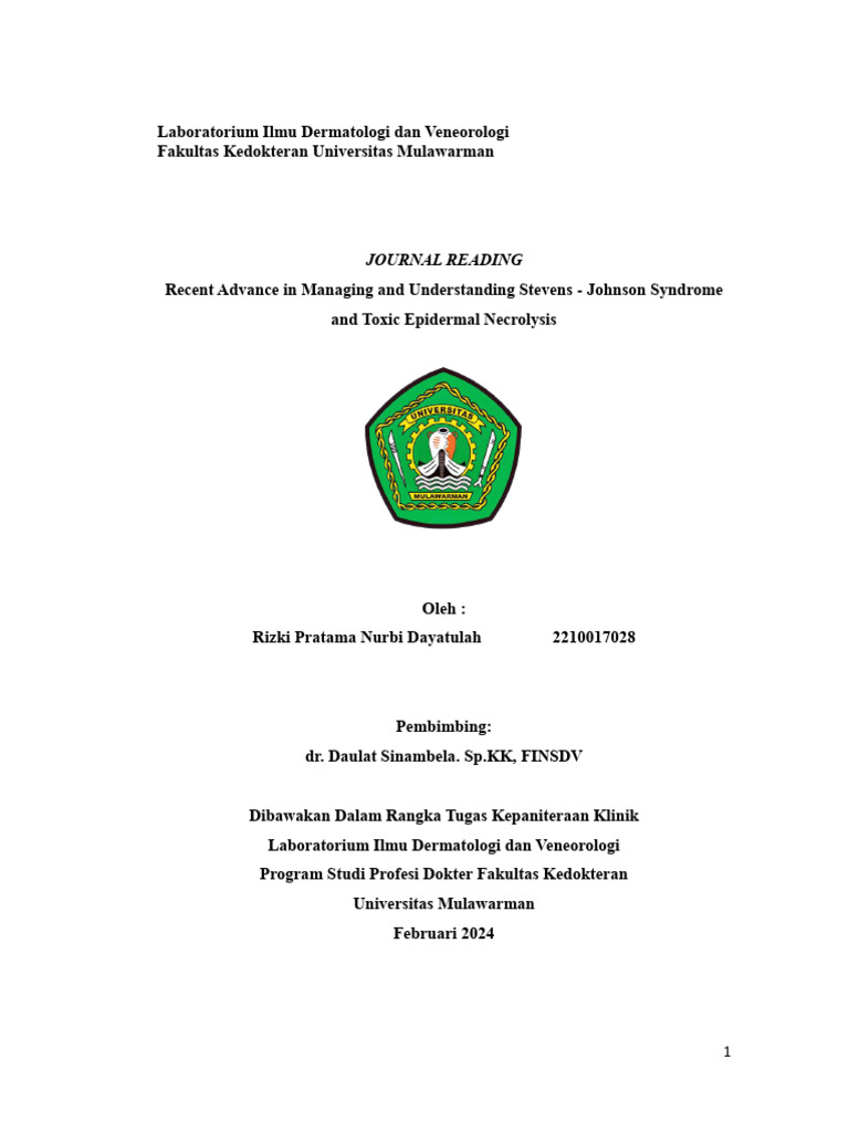 Kemajuan Penanganan SJS dan TEN | PDF