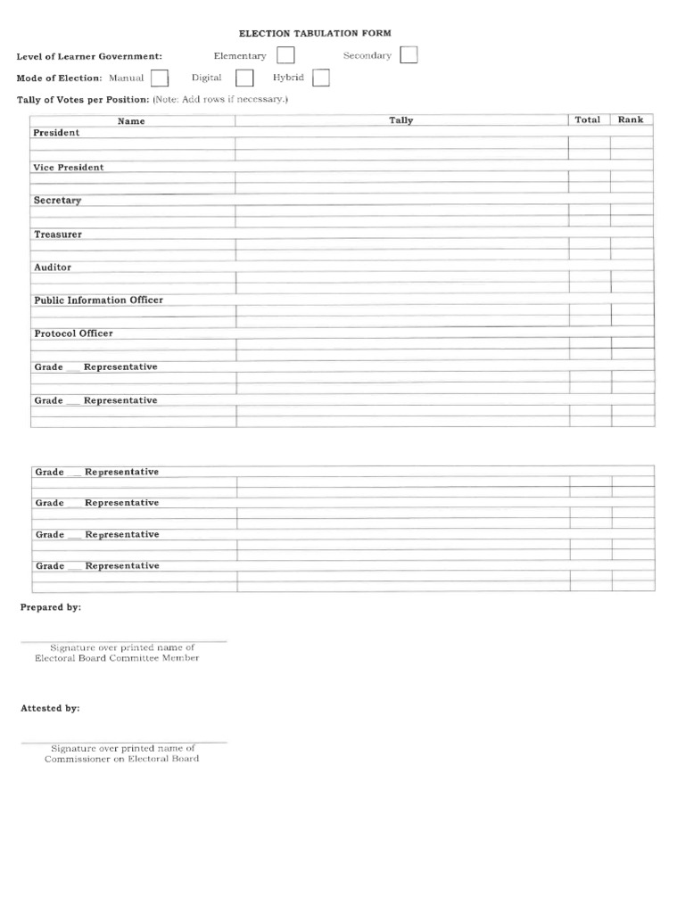 Election Tally Form | PDF