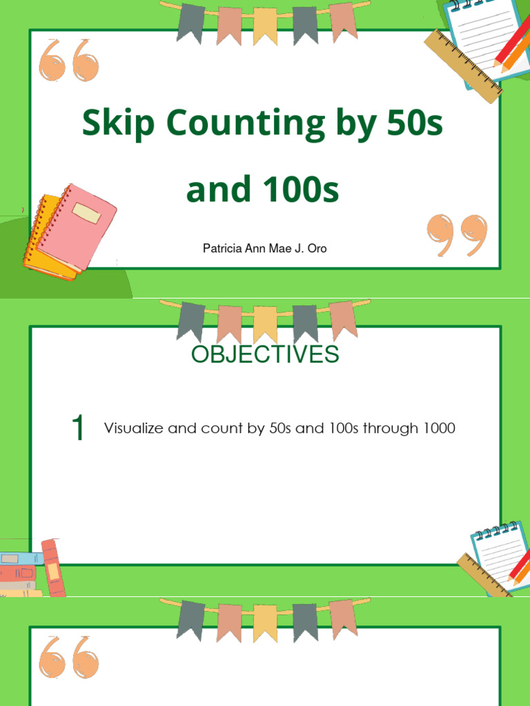 Math 1 Week6 Skip Counting by 50s and 100ssept4 | PDF
