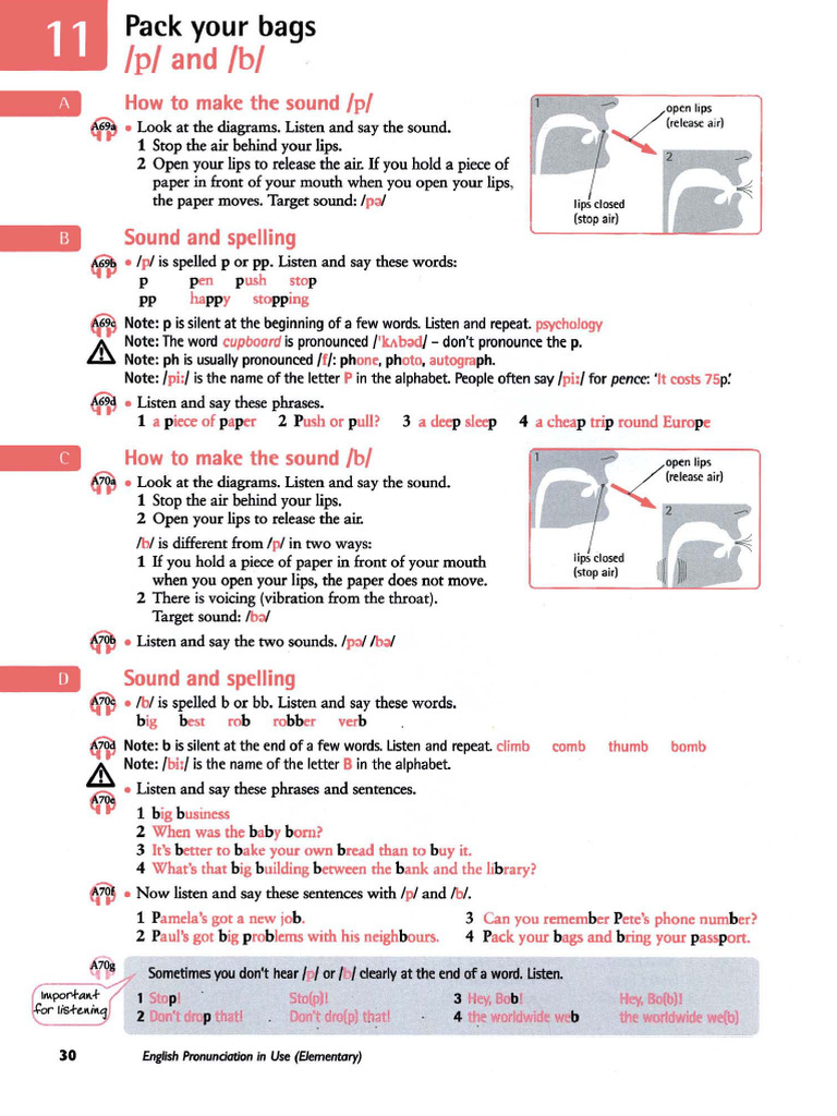 Marks - English Pronunciation in Use - Elementary-Pages-31-38 | PDF