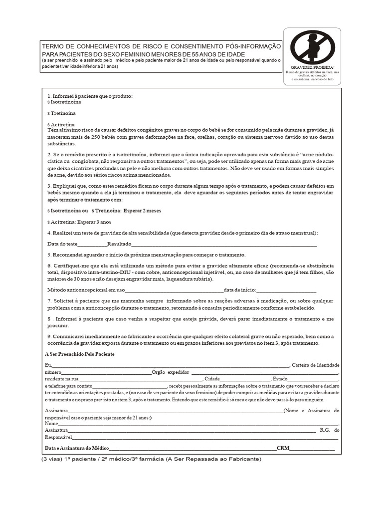 Termo Roacutan | PDF | Gravidez | Anticoncepcionais