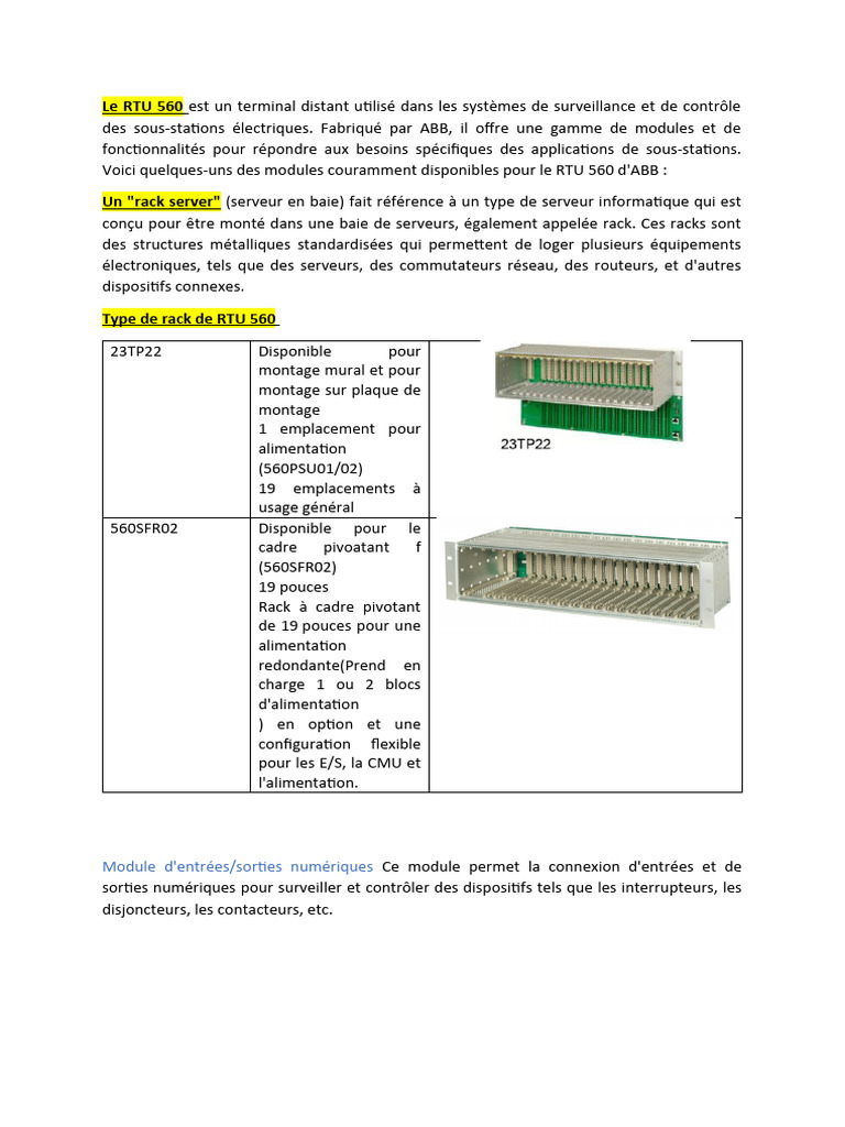 RTU 560 : Terminal de contrôle ABB | PDF | Analogique | Ethernet