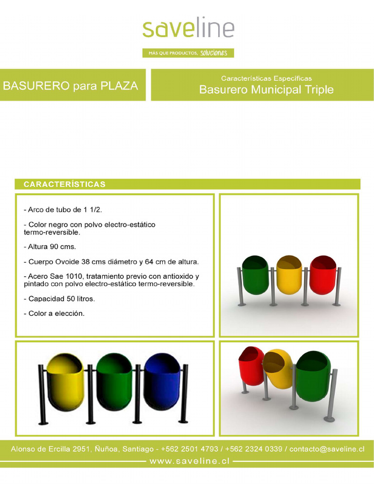 Ficha Tecnica Basurero Triple | PDF