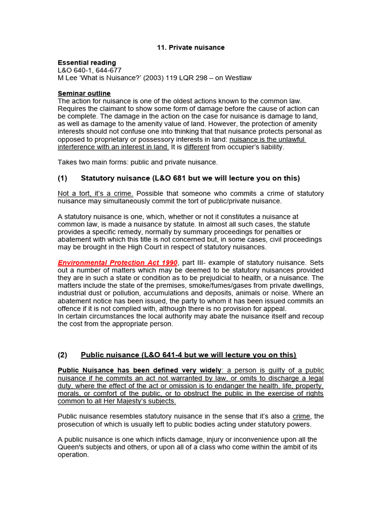 Understanding Private and Public Nuisance | PDF | Nuisance | Tort