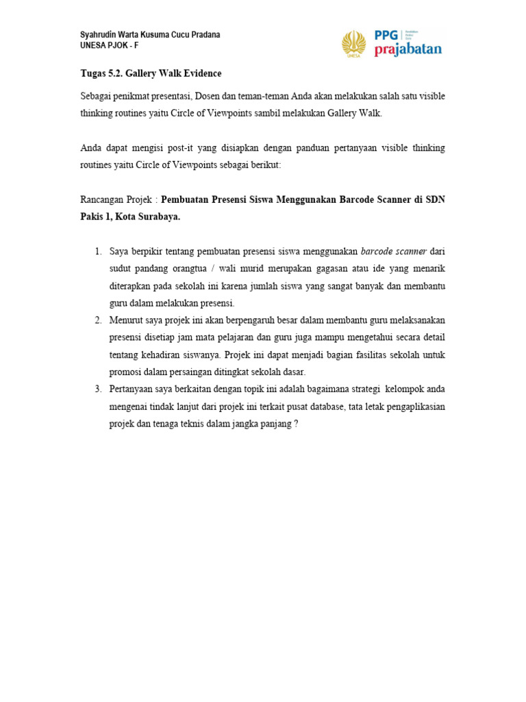 Tugas 5.2. Gallery Walk Evidence - Syahrudin Warta Kusuma Cucu Pradana | PDF