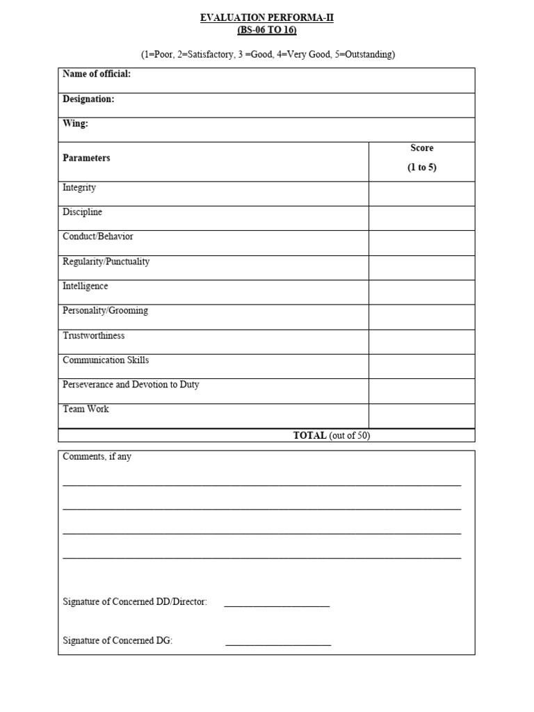 Employee of The Month Evaluation Proforma 6 To 16 | PDF