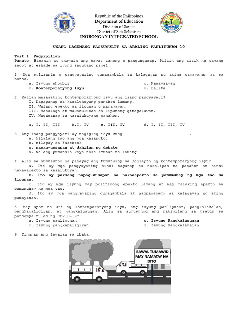SY 2023-2024 AP10 - Q1 - Quarter Examination (Final) | PDF