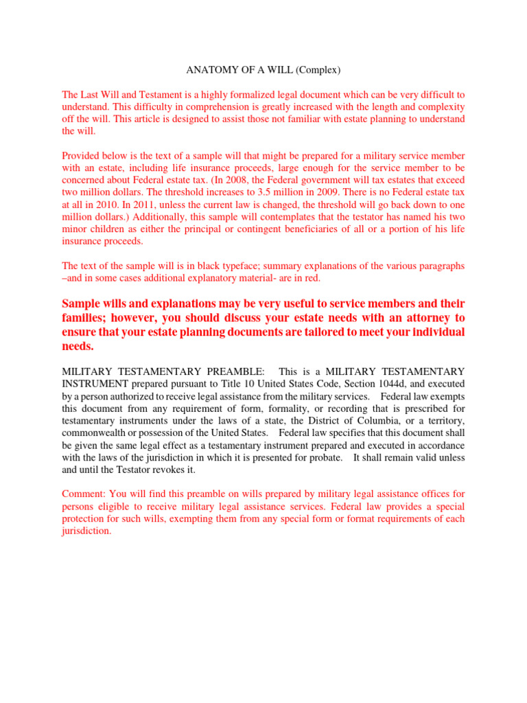 Understanding Military Wills and Estates | PDF | Will And Testament ...