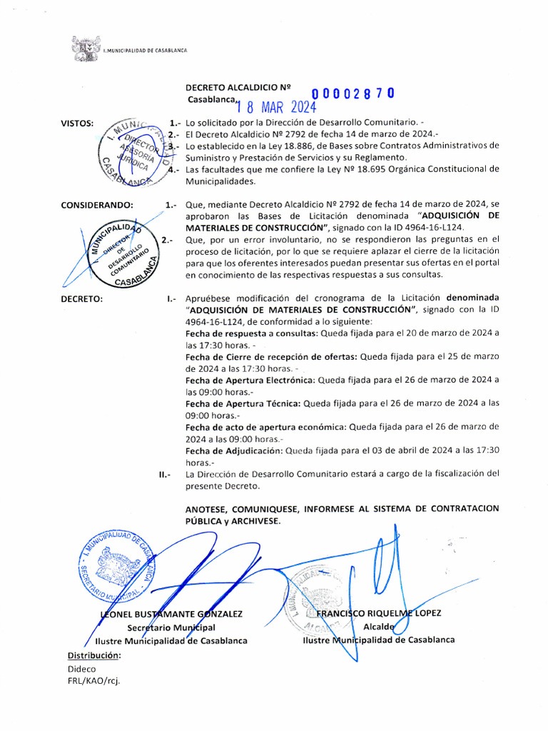 DA 2870 Cronograma Lic. | PDF