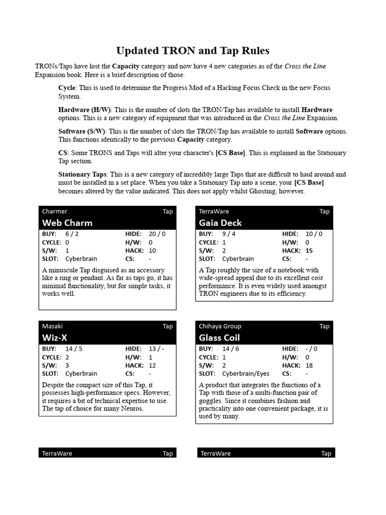Updated TRON and Tap Rules | PDF | Computer Science | Computing