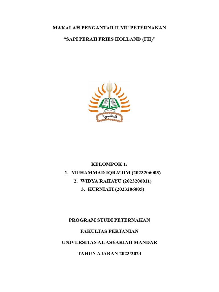 Jenis Jenis Sapi Perah (Sapi FH) | PDF