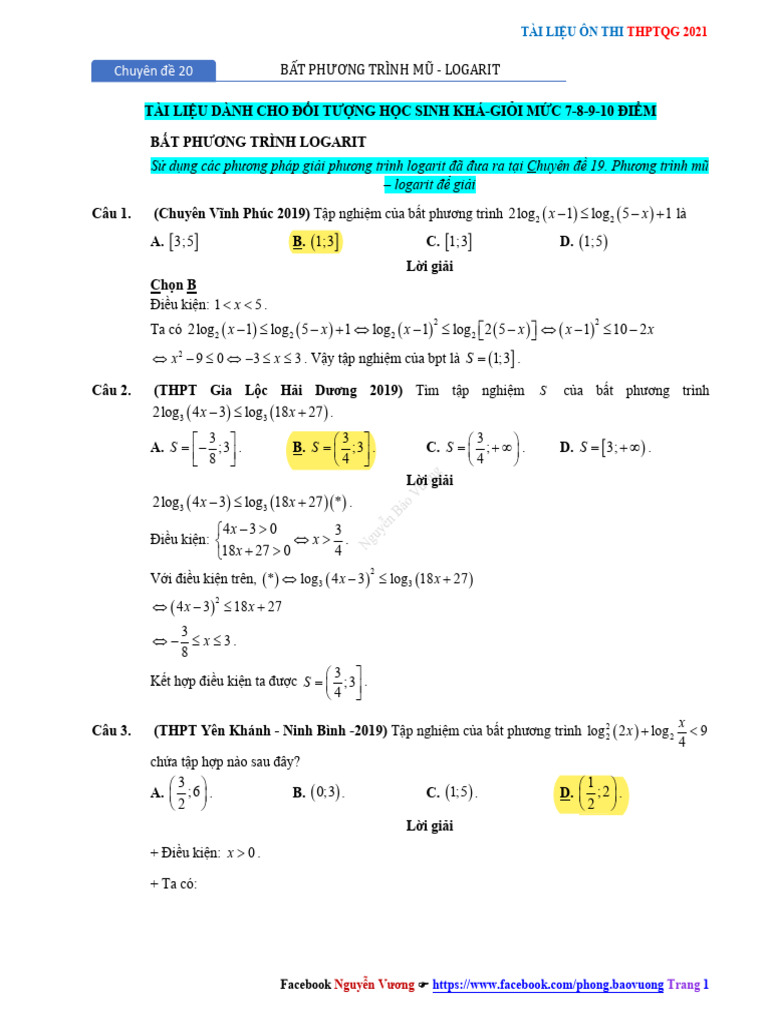 Bất Phương Trình Mũ - Logarit | PDF