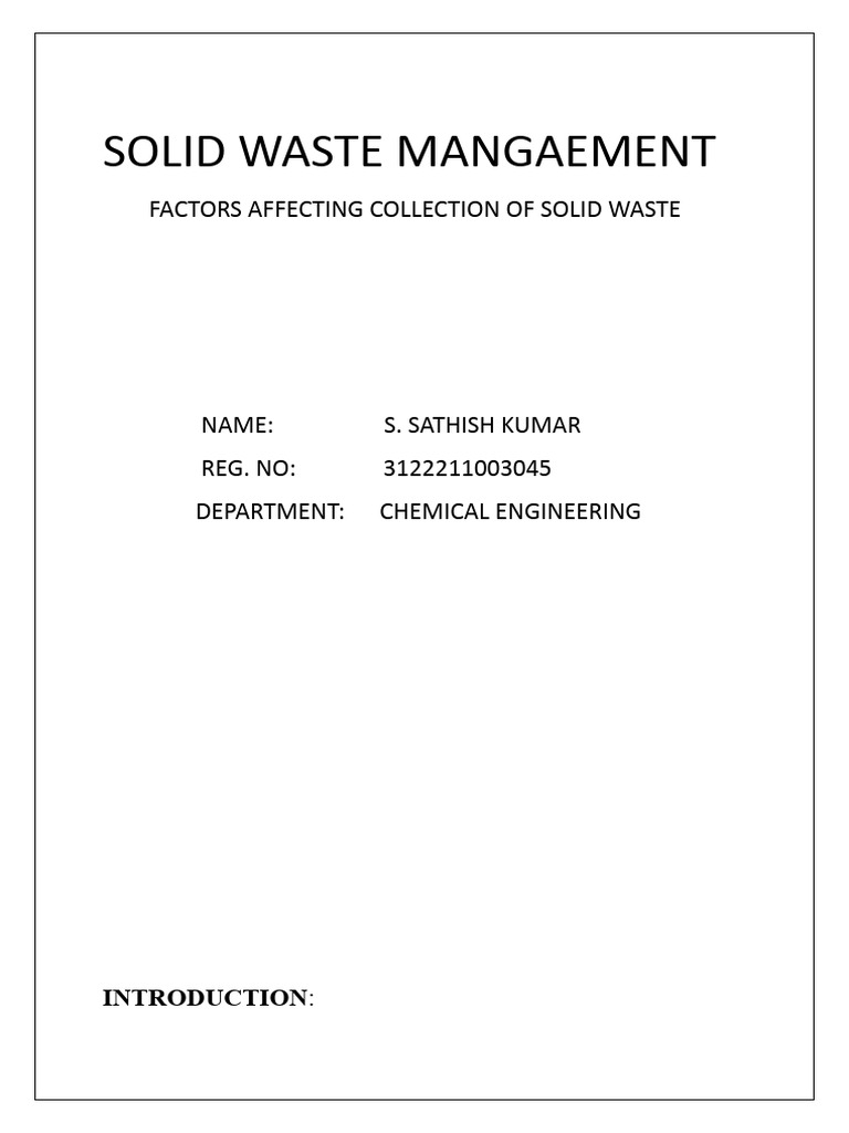 Solid Waste Mangaement Sathish Assignment 1 | PDF | Waste | Waste ... Solid Waste Mangaement Sathish Assignment 1 | PDF | Waste | Waste ...