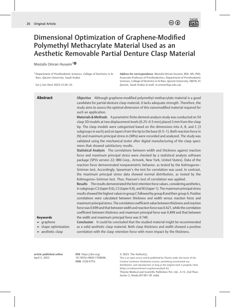 Clasp Material Optimization | PDF | Strength Of Materials | Polymers