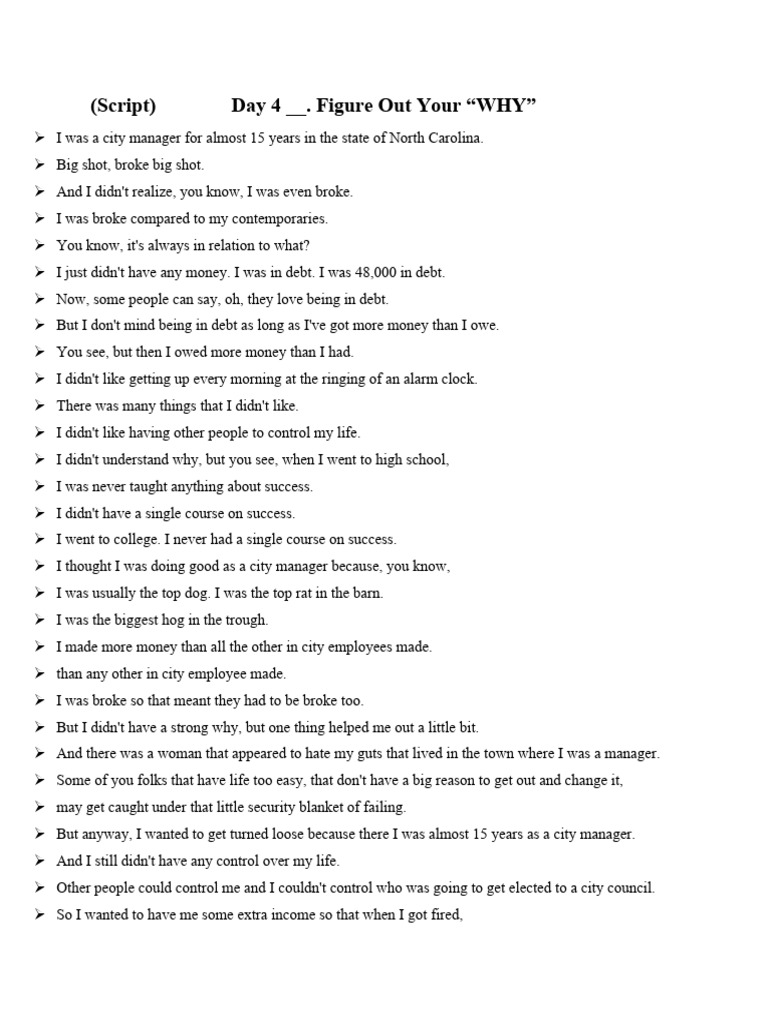Day 4 Figure Out Your WHY | Download Free PDF | Motivation | Motivational