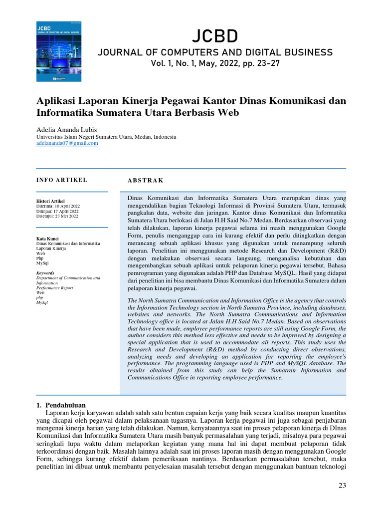 Aplikasi Laporan Kinerja Pegawai Kantor Dinas Komu | PDF
