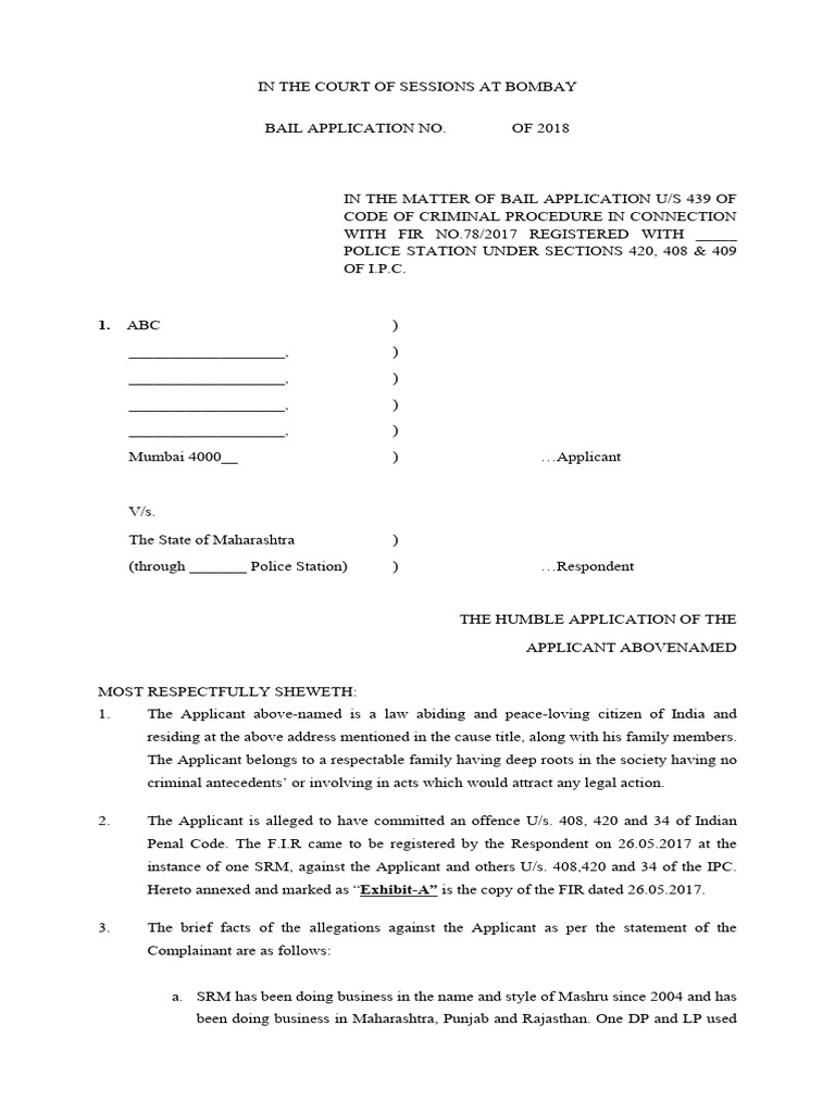 Sessions Court-Bail Application | PDF | Bail | Cheque