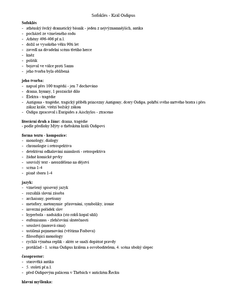Sofoklés - Král Oidipus | PDF