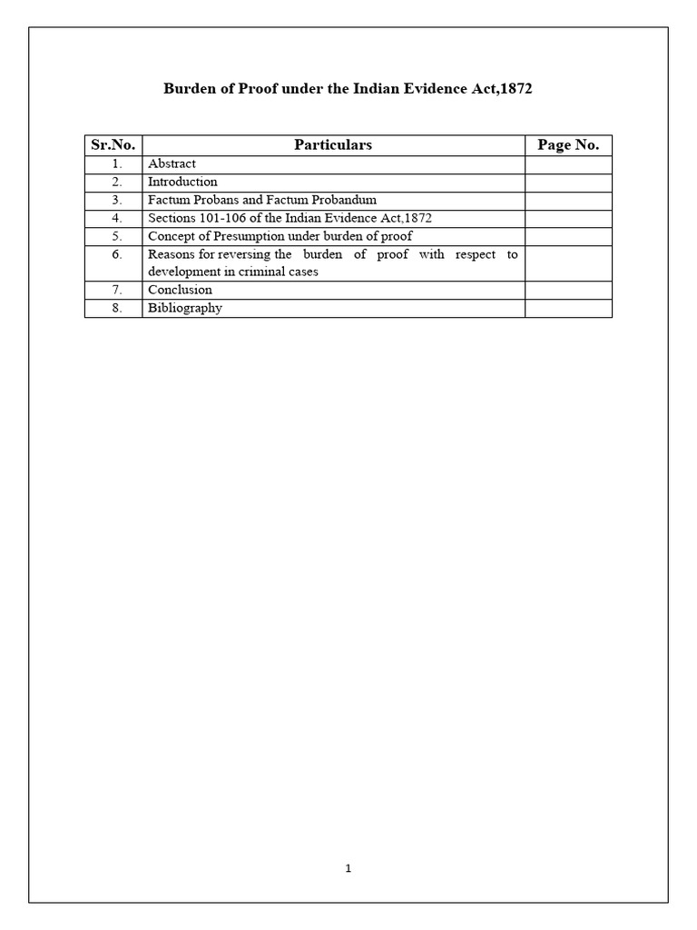 Burden of Proof Under The Indian Evidence Act | PDF | Burden Of Proof ...