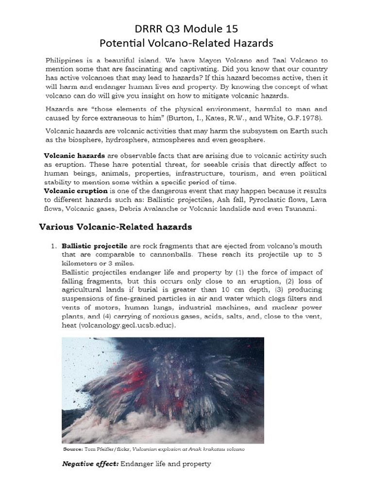 DRRR Q3 Mod.15 17 VOLCANO RELATED HAZARDS | PDF | Volcano | Earthquakes
